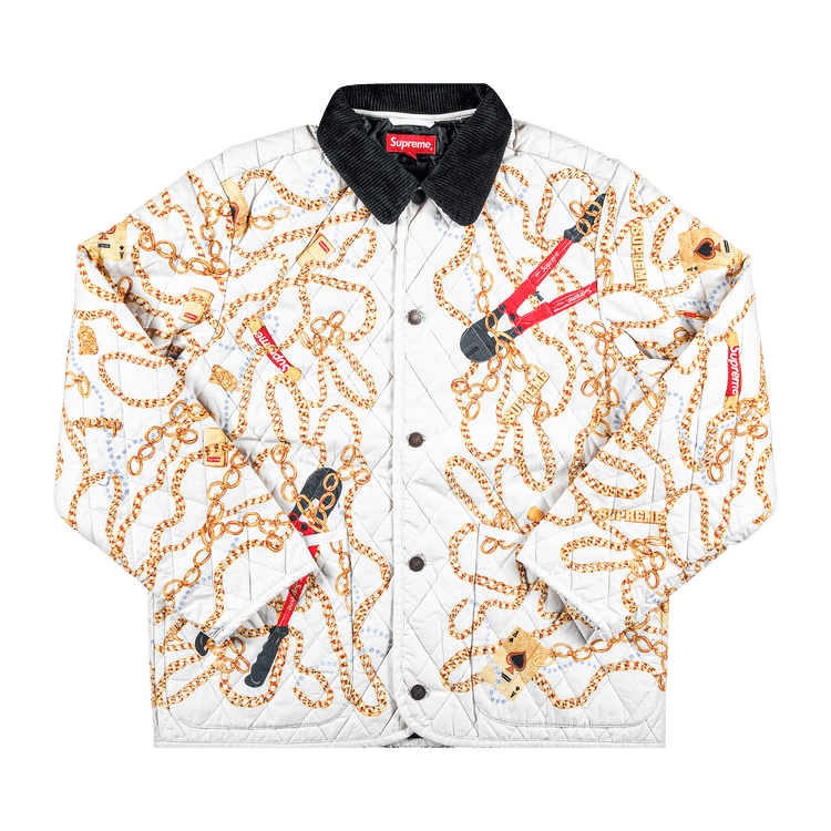 Supreme Chains Quilted Jacket 'White' | GOAT