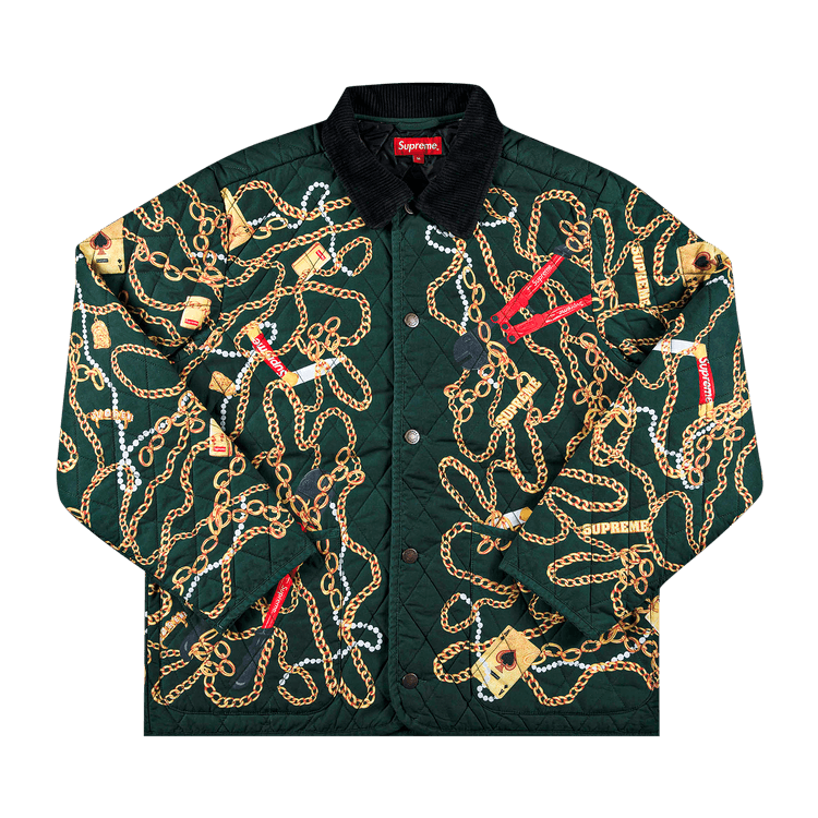 Supreme Chains Quilted Jacket 'Dark Green' | GOAT