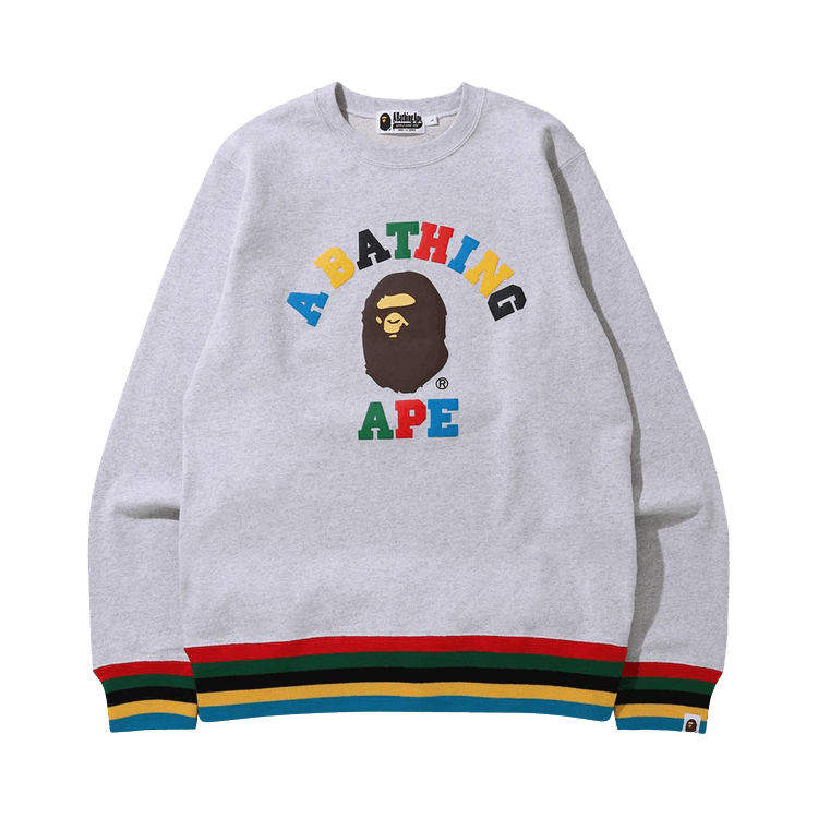 BAPE College Line Rib Crewneck 'Grey' | GOAT