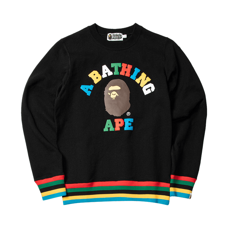 Buy BAPE College Line Rib Crewneck 'Black' - 1G30 113 005 BLACK | GOAT