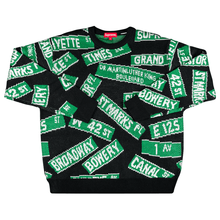 Supreme Street Signs Sweater 'Black' | GOAT