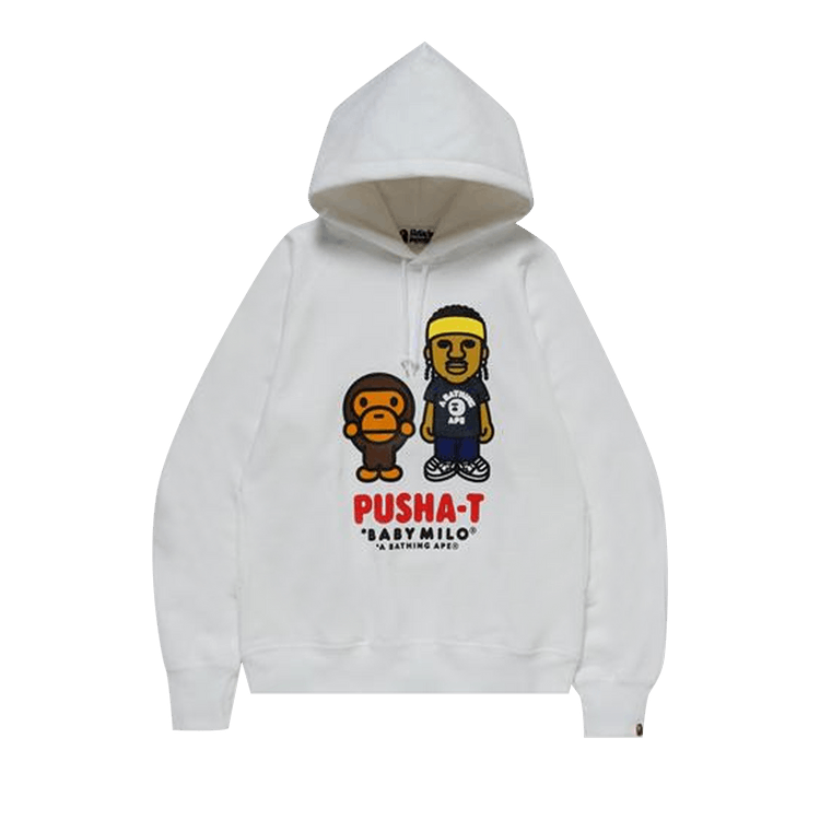 BAPE x Pusha-T Baby Milo Pullover Hoodie 'White' | GOAT
