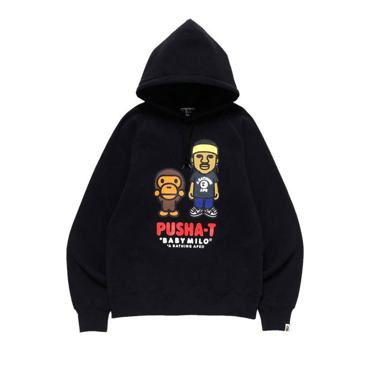 BAPE x Pusha-T Baby Milo Pullover Hoodie 'Black' | GOAT