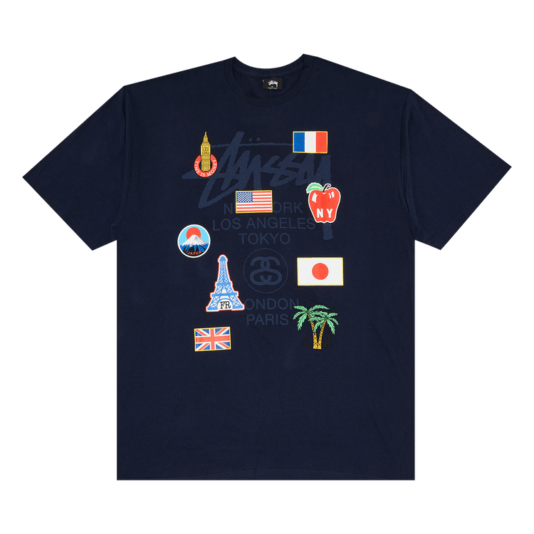 Stussy World Tour Flags Tee 'Navy' | GOAT