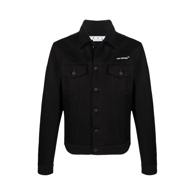 Buy Off-White Diag Tab Slim Denim Jacket 'Black Buy Off-White Diag Tab Slim Denim Jacket 'Black