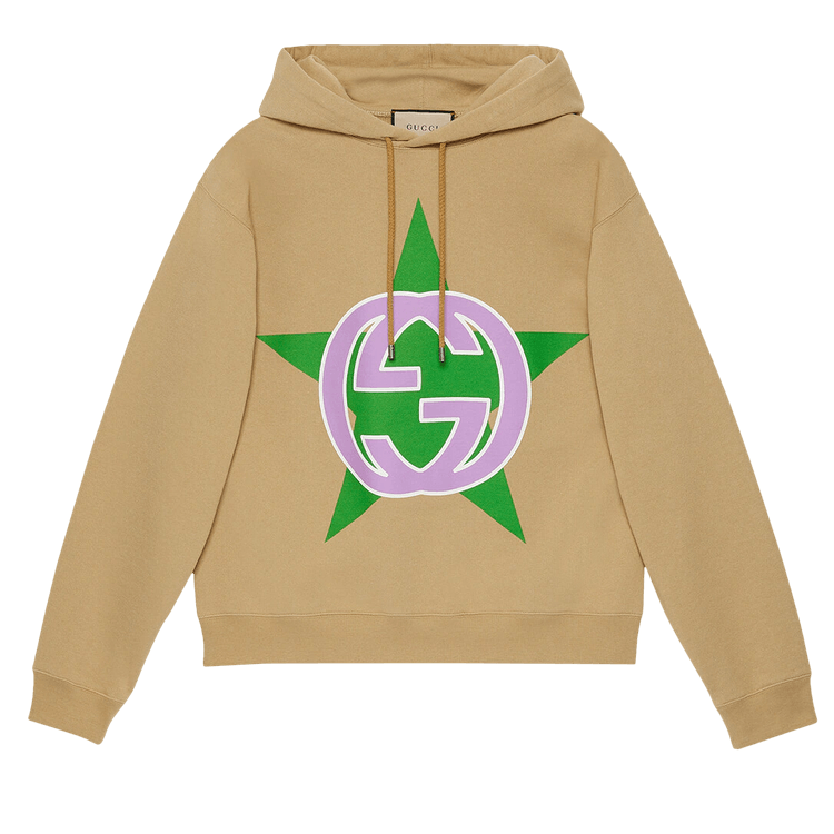 Gucci Interlocking G Star Print Hooded Sweatshirt 'Camel' | GOAT