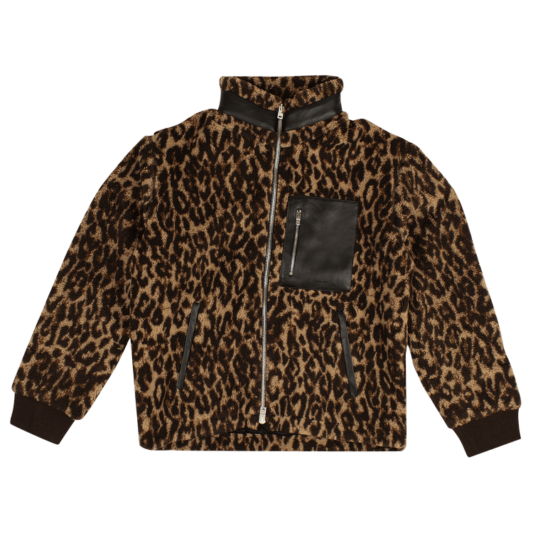 Buy Amiri Leopard Print Fleece Jacket 'Black' - MKF013 242 BLAC | GOAT