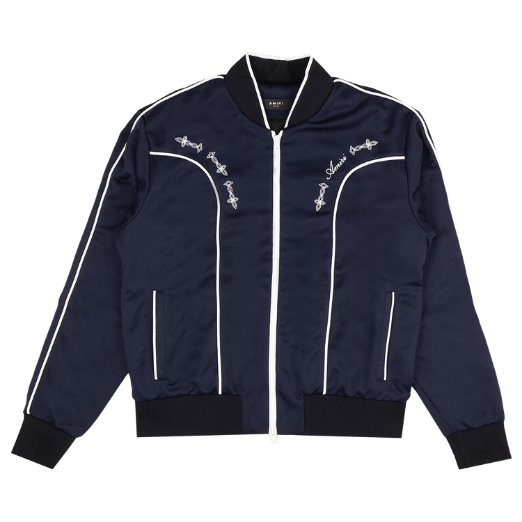 Buy Amiri Piped Track Jacket 'Navy Blue' - MOS024 410 NAVY | GOAT