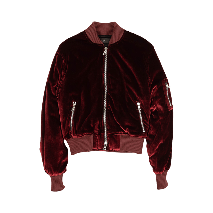 Amiri Velvet Zip Up Bomber Jacket 'Red' | GOAT