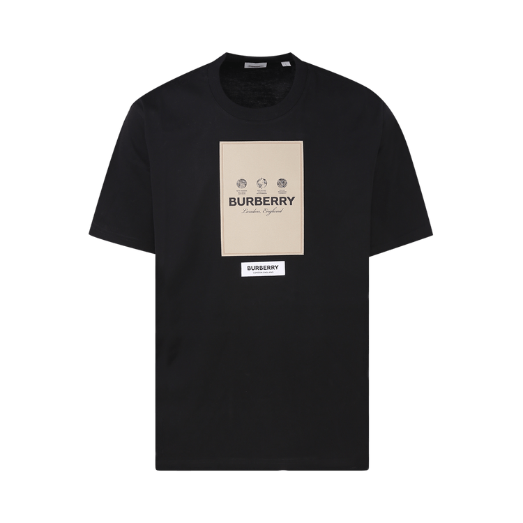 Burberry Label Appliqué Cotton Oversized T Shirt Black Goat