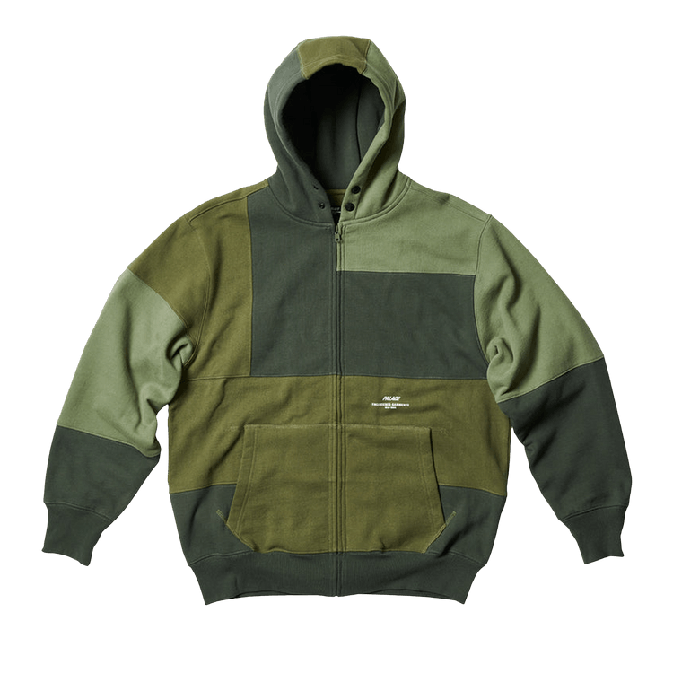 Palace x Engineered Garments Heavy Patchwork Zip Hood 'Olive' | GOAT