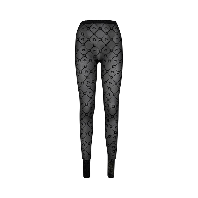 Marine Serre Moonogram-Flocked Mesh Tights 'Black' | GOAT