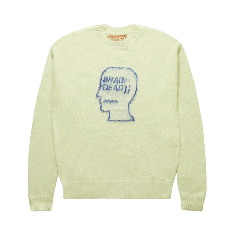 Brain Dead Logohead Pile Crewneck Sweater 'Melon' | GOAT