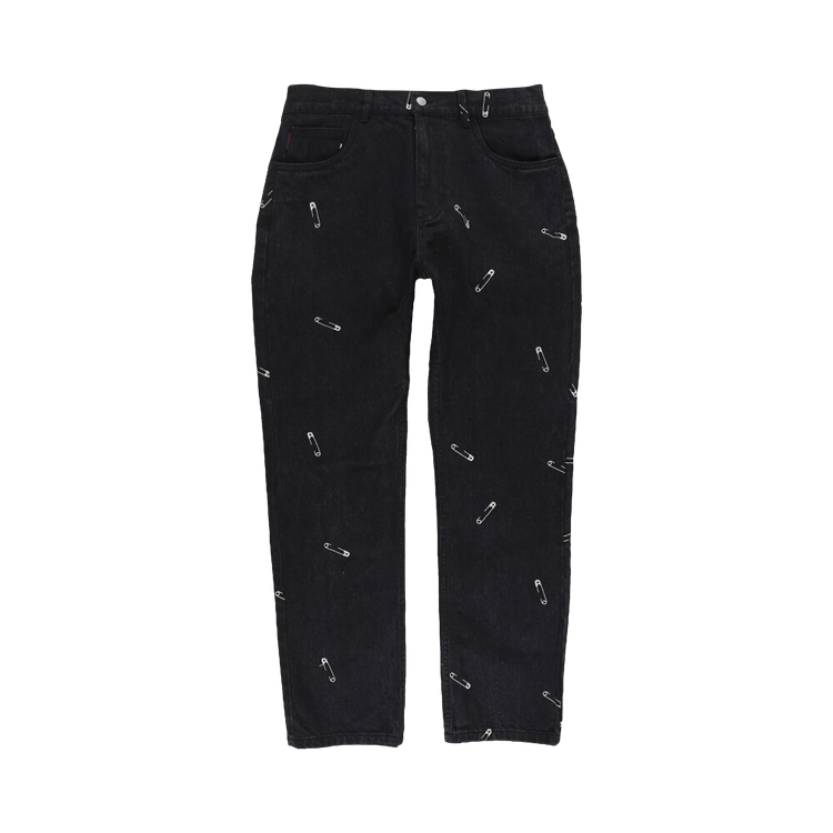 Pleasures Safety Pin 5 Pocket Denim Black Goat Uk