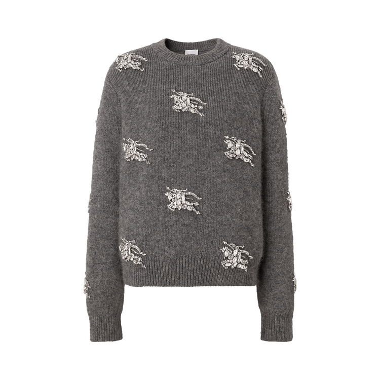 Burberry Crystal Embellished Sweater 'Mid Grey Melange' | GOAT