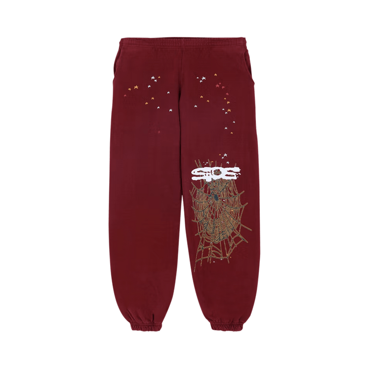 Sp5der Sweatpants 'Maroon' | GOAT