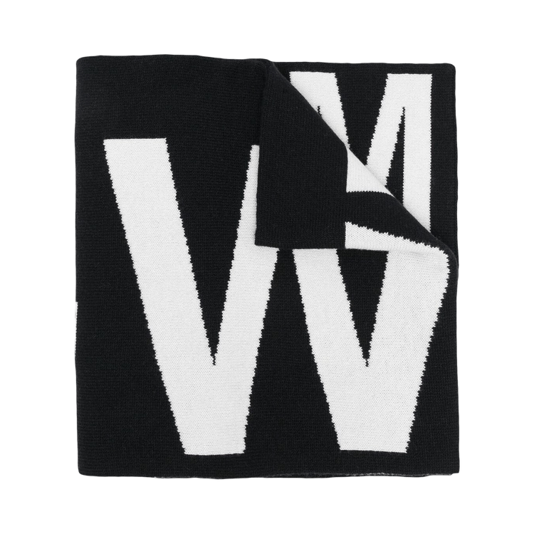 Off-White Ribbed Knit Intarsia Logo Scarf 'Black/White' | GOAT