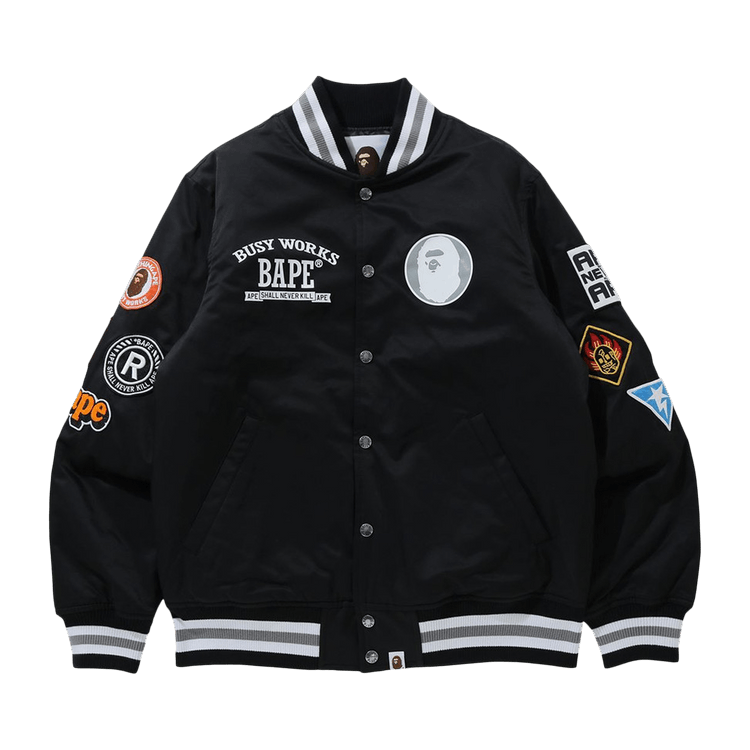 Buy BAPE Archive Patch Puffer Nylon Varsity Jacket 'Black' - 1H70 141 ...