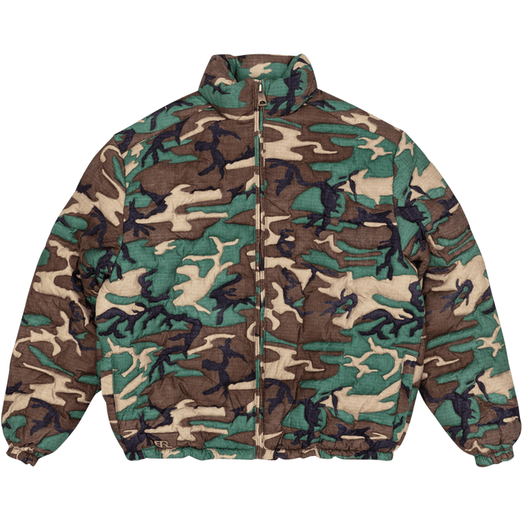ERL Camo Quilt Puffer Coat 'Green' | GOAT