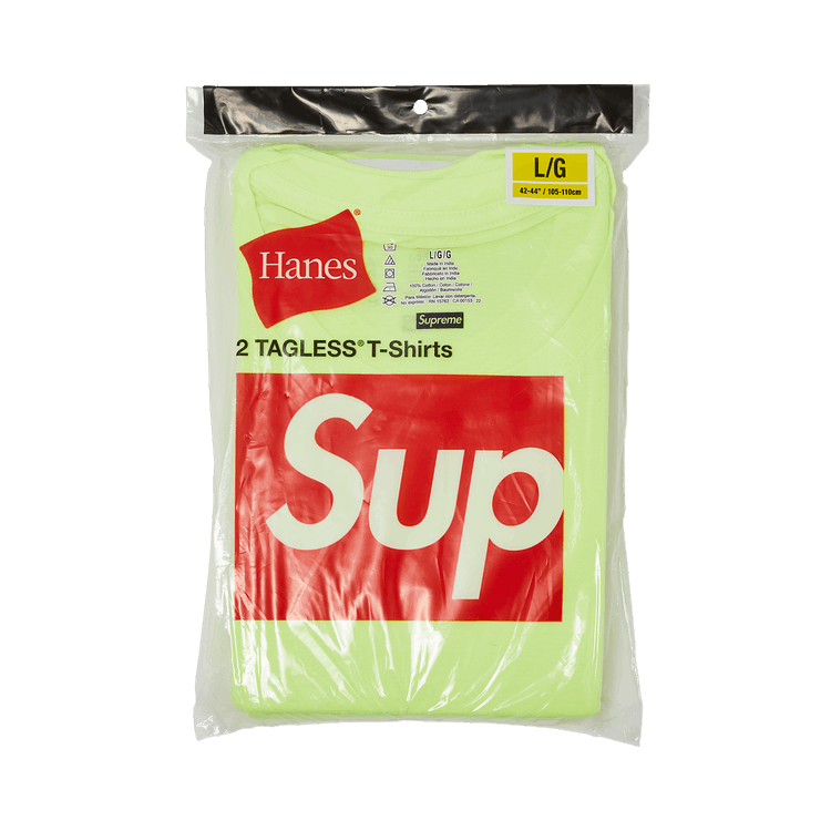 Buy Supreme x Hanes Tagless Tees (2 Pack) 'Fluorescent Yellow ...