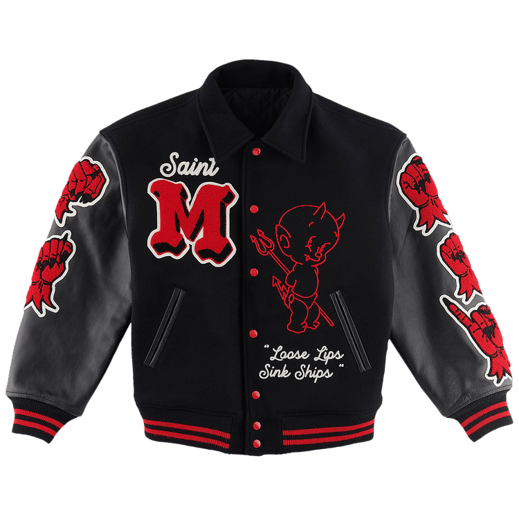 Buy Saint Michael Devil Varsity Jacket 'Black' - SM A22 0000 034 | GOAT