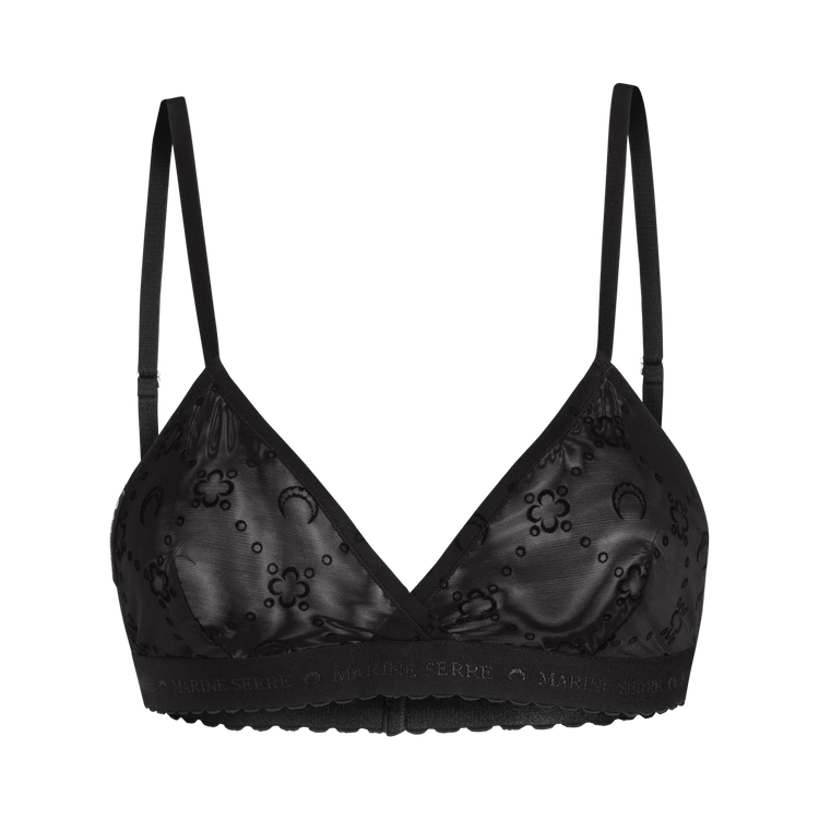 Buy Marine Serre Moonogram Flocked Mesh Bra 'Black On Black ...