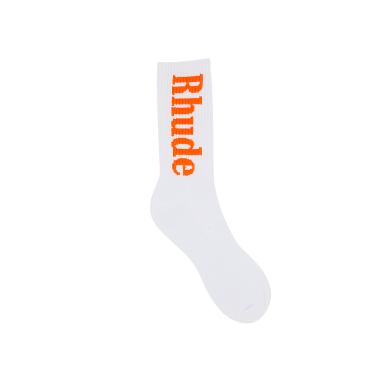 Buy Rhude Logo Sock 'White/Orange' - SS23SO09070562 | GOAT CA
