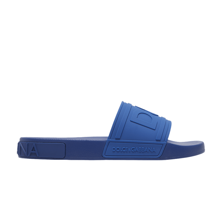 Dolce & Gabbana Rubber Beachwear Slides 'Dg Logo - Blue' - Culture Circle