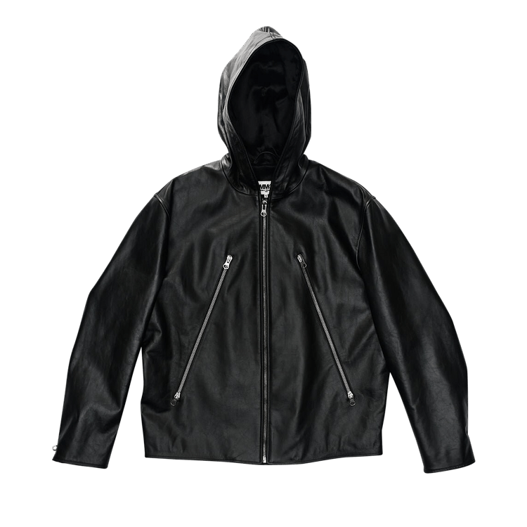 Buy MM6 Maison Margiela Hooded Leather Jacket 'Black Buy MM6 Maison Margiela Hooded Leather Jacket 'Black