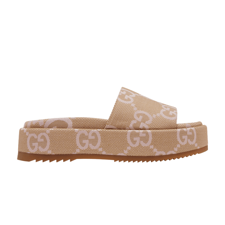 Buy Gucci Wmns Platform Slide Sandal 'Jumbo GG - Beige Light Pink ...