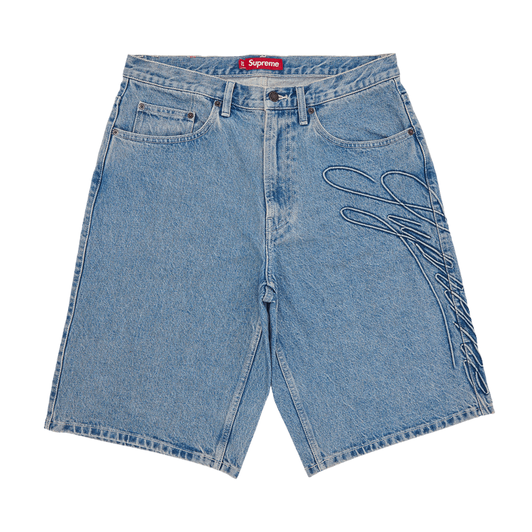 Buy Supreme Script Baggy Denim Short 'Washed Indigo' - SS24SH30 WASHED ...