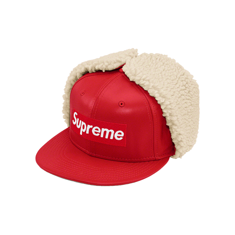 Buy Supreme Leather Earflap Box Logo New Era 'Red' - FW22H28 Buy Supreme Leather Earflap Box Logo New Era 'Red' - FW22H28