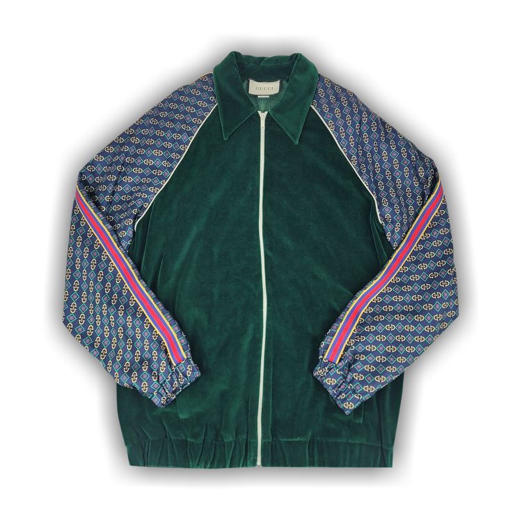 Buy Gucci Oversized Velvet Mixed Media Jacket 'Green Buy Gucci Oversized Velvet Mixed Media Jacket 'Green