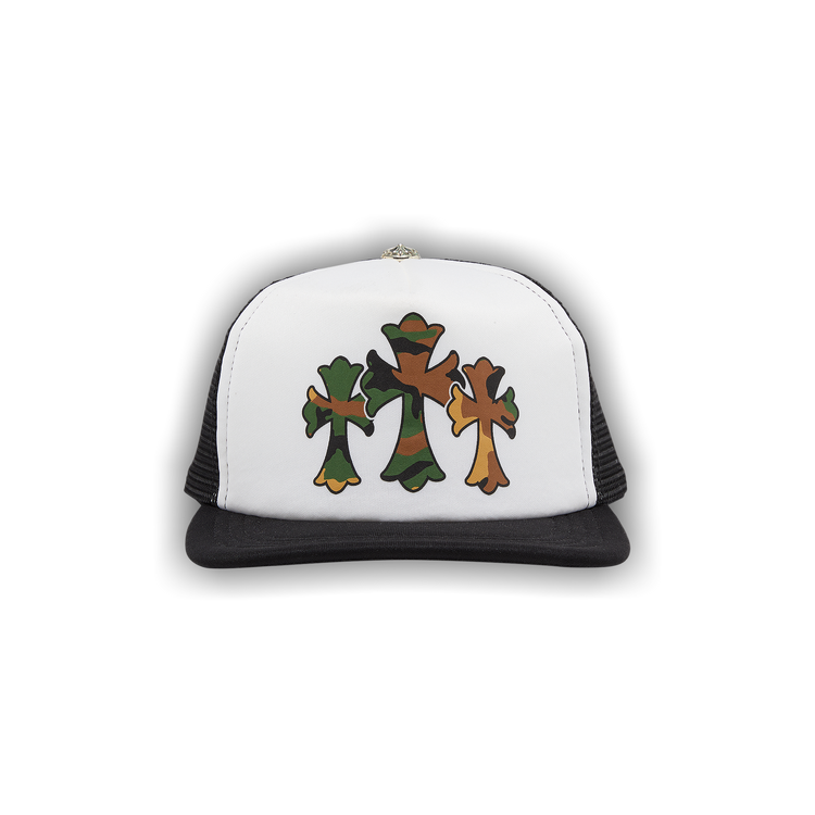 Buy Chrome Hearts Triple Cross Trucker Hat 'Black White Buy Chrome Hearts Triple Cross Trucker Hat 'Black White