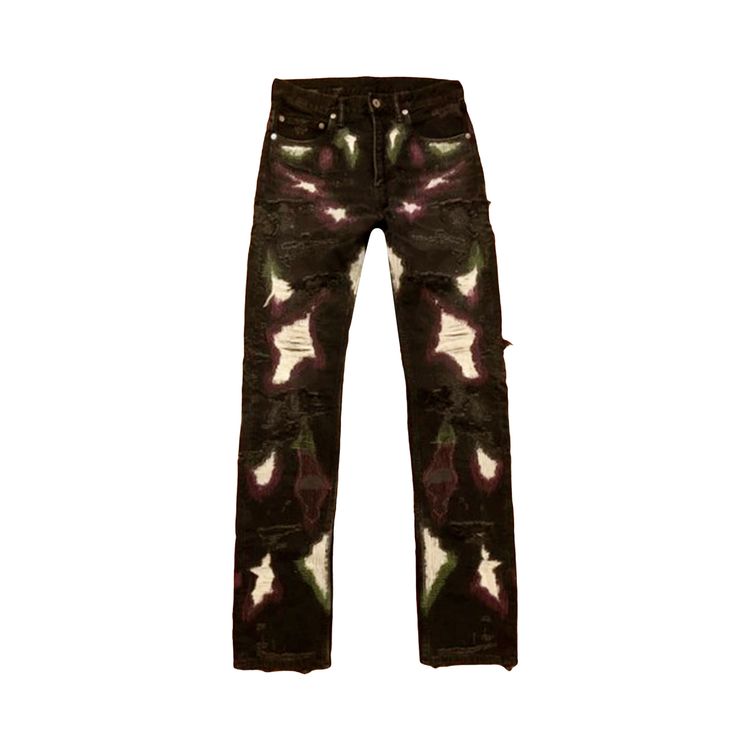 Buy Vlone Scab Distressed Denim Jeans 'Black/Purple/Green' - 1020 ...