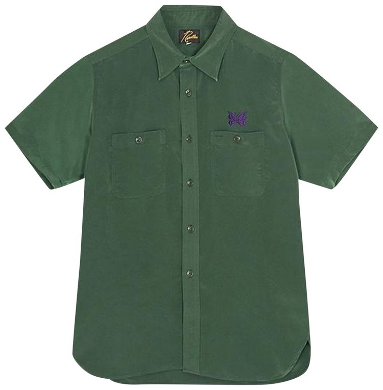 Buy Needles Short-Sleeve Work Shirt 'Green' - IN136 GREE | GOAT