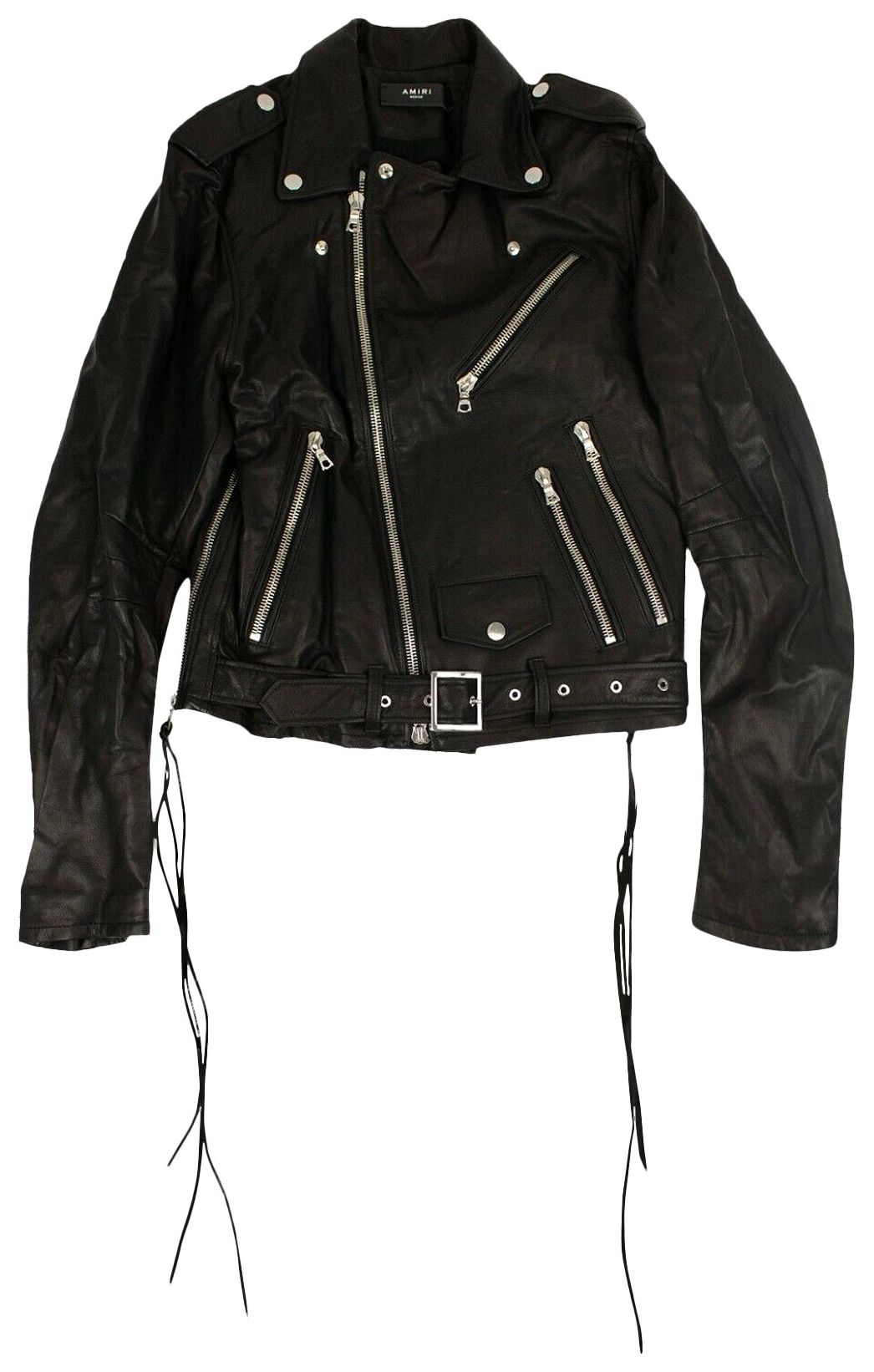 Buy Amiri Leather Biker Jacket 'Black' - MOBIK LWLBLK BLAC | GOAT