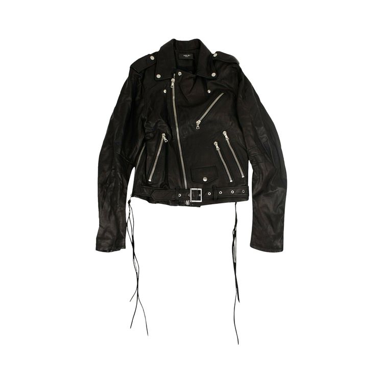 Buy Amiri Leather Biker Jacket 'Black' - MOBIK LWLBLK BLAC | GOAT