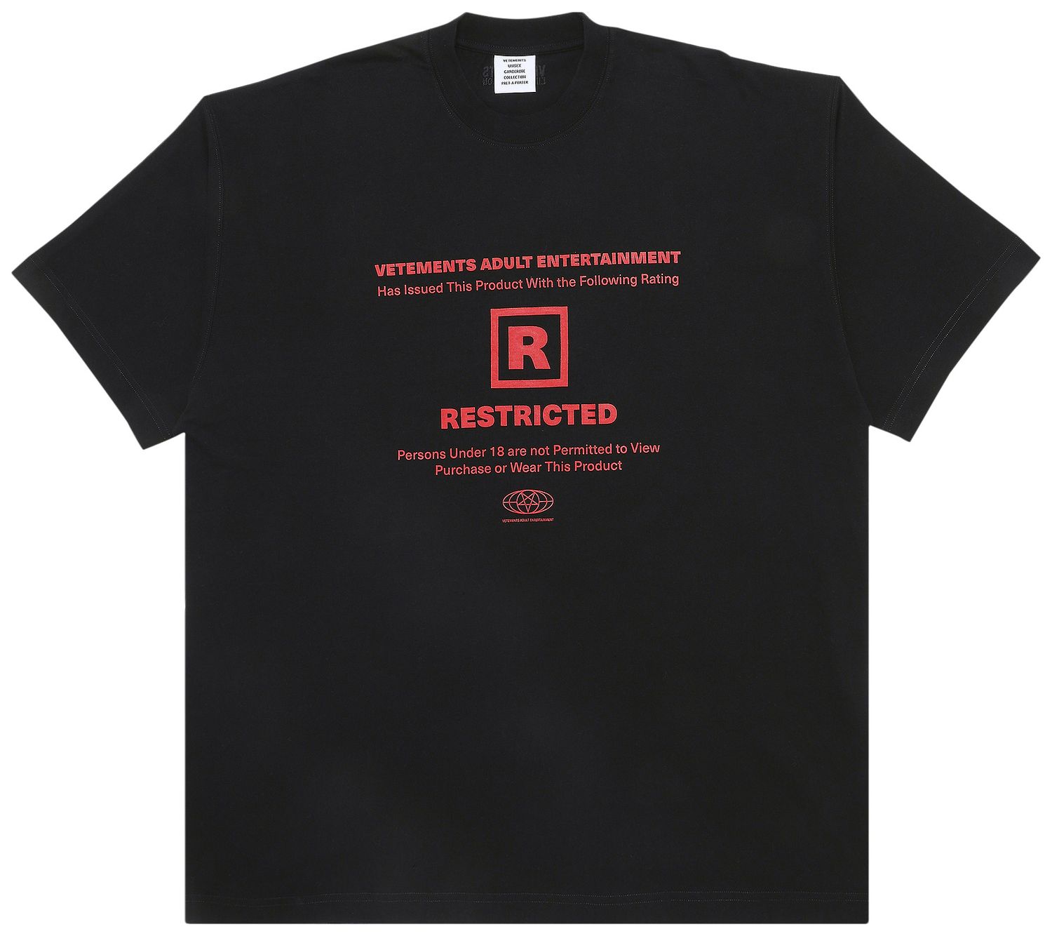 Buy Vetements 18+ Restricted T-Shirt 'Black' - UA52TR390B BLAC | GOAT