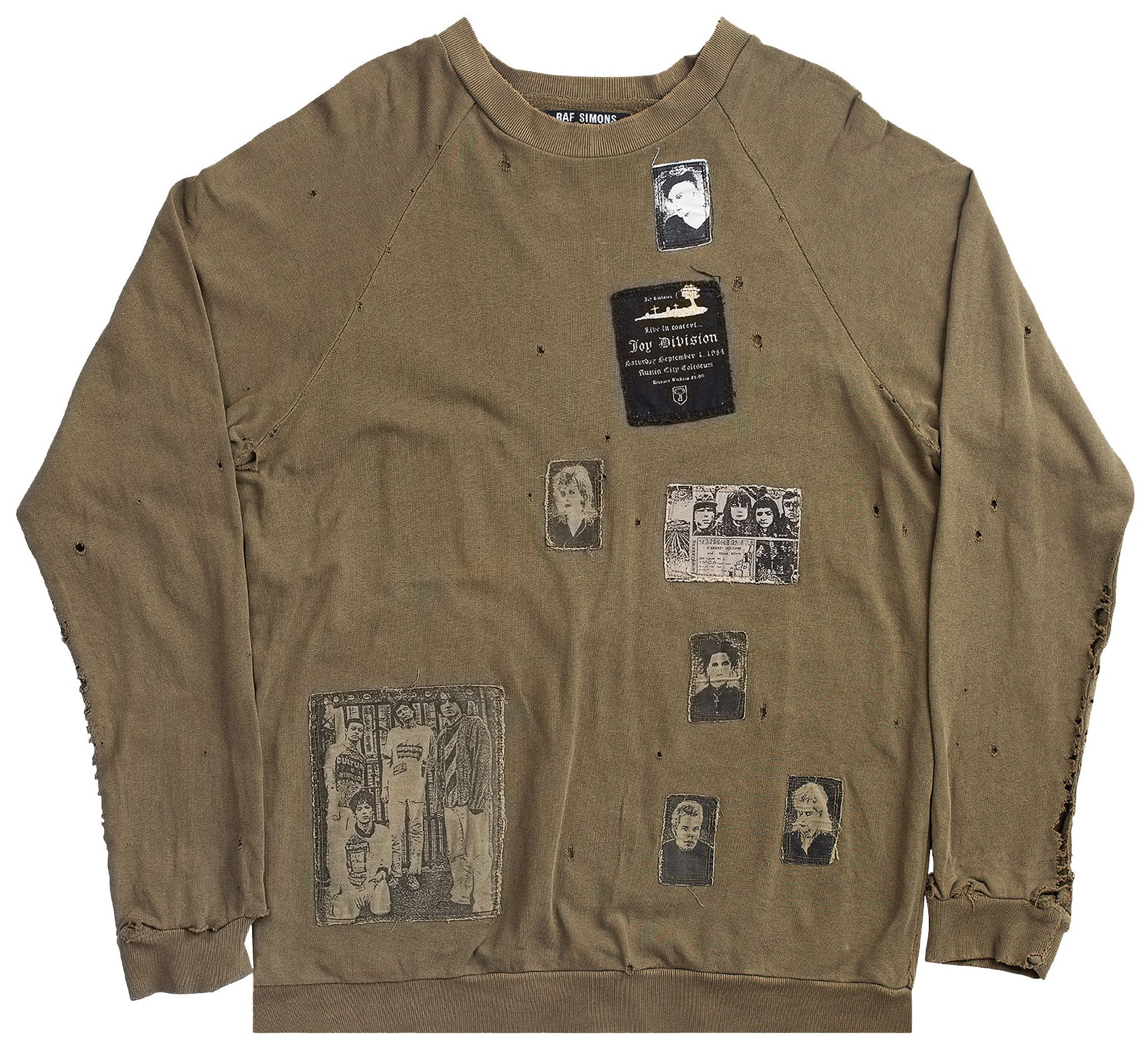Buy Vintage Raf Simons Riot Riot Riot Patched Sweater 'Olive Green ...