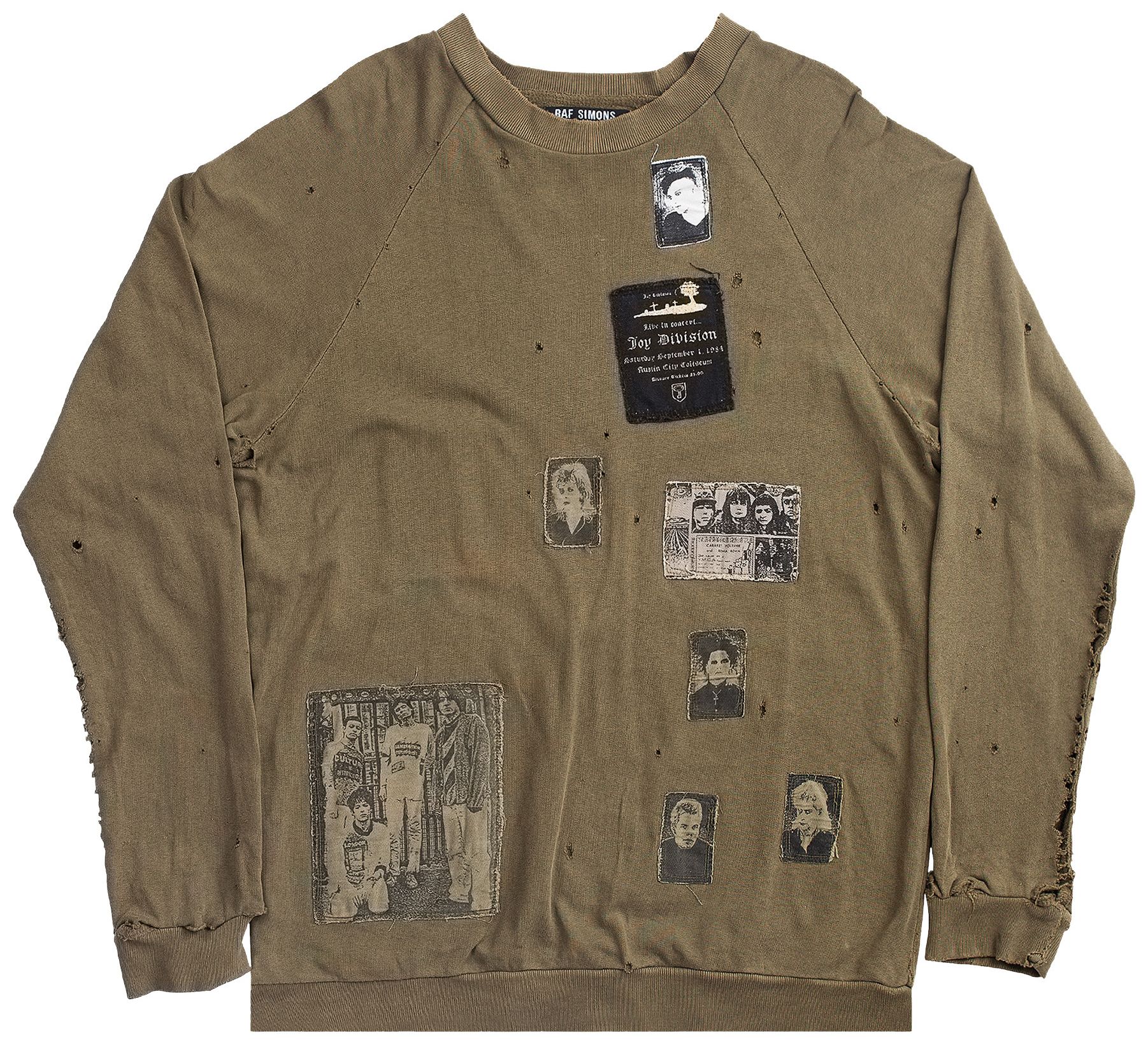 Buy Vintage Raf Simons Riot Riot Riot Patched Sweater 'Olive Green ...