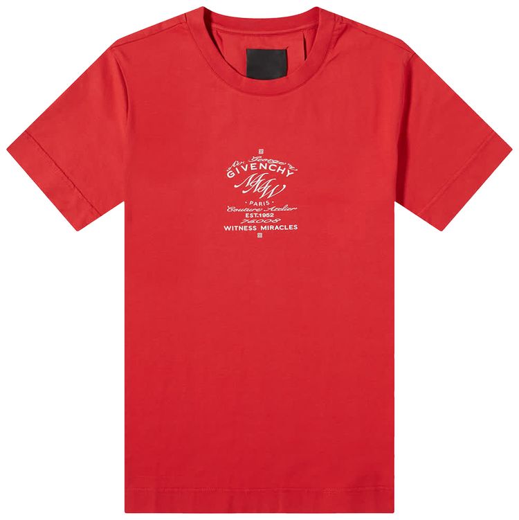 Buy Givenchy MMW Crest Logo Tee 'Vermillon' - BM717Q3Y6B 640 | GOAT