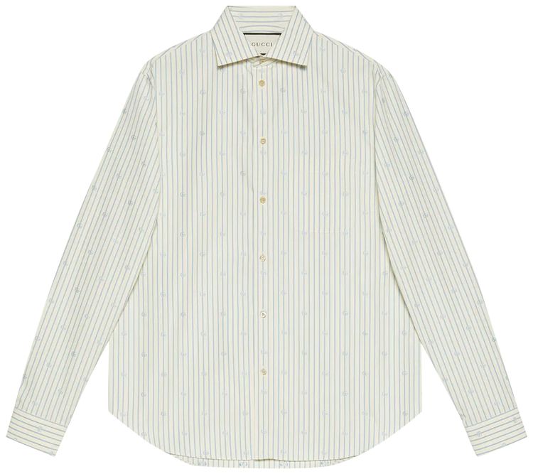 Buy Gucci Gg Stripe Fil Coupé Cotton Shirt Natural White Azure