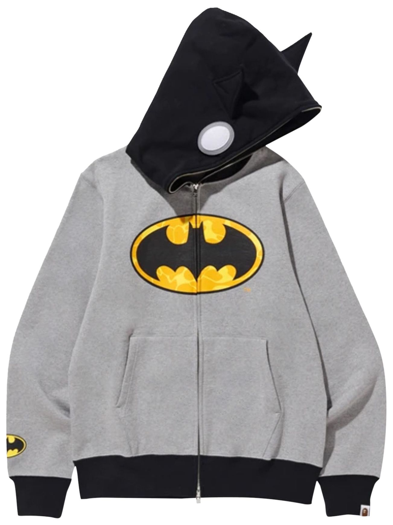 Buy BAPE x DC Batman Full Zip Hoodie 'Grey' - 0039 1SS190106BFZH GREY ...