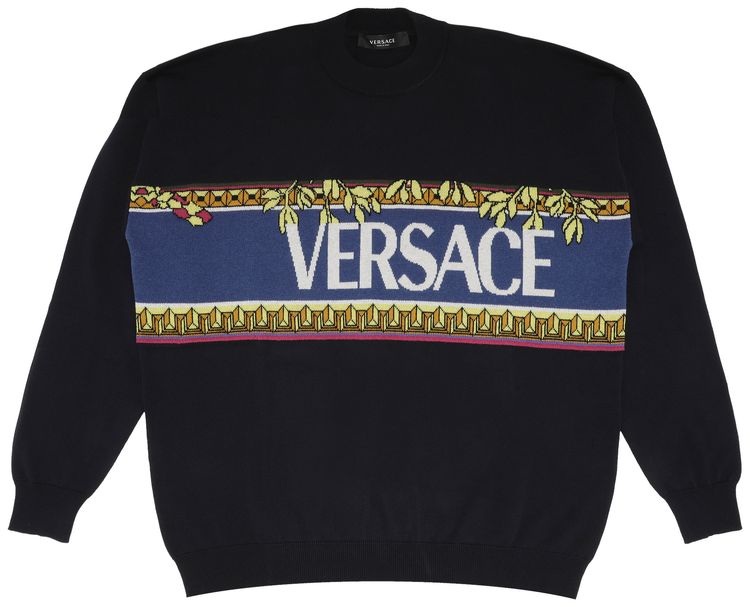Buy Versace Logo Knit Sweater 'Navy' - 10013351 A00980 1U610 | GOAT