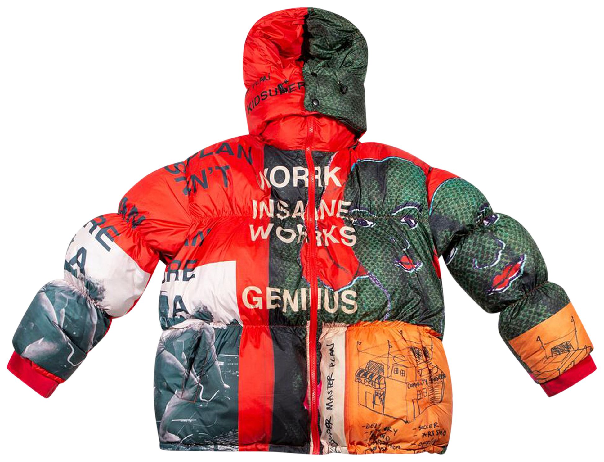 KidSuper Genius Collage Puffer Jacket 'Multi' | GOAT