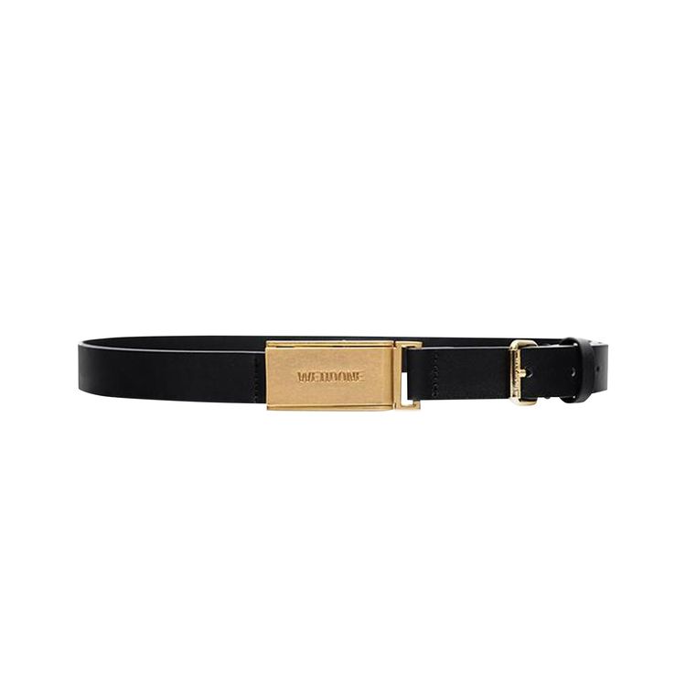 Buy We11done Logo Double Buckles Slim Belt 'Black/Gold' - WD AT1 21 537 ...