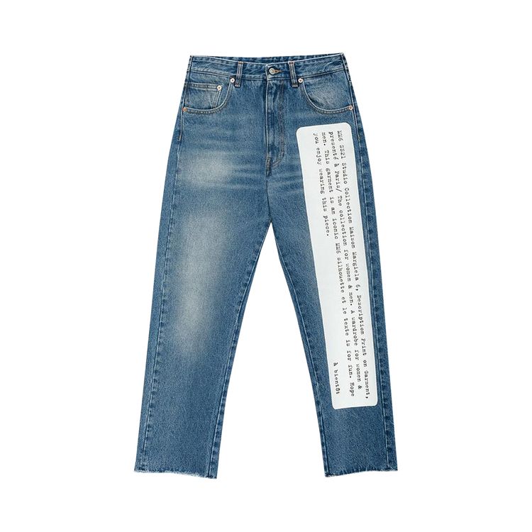 Buy MM6 Maison Margiela Washed Text Print Jeans 'Stone Wash Blue ...