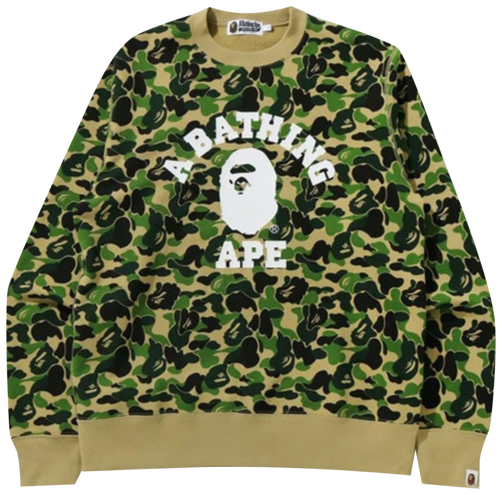 Buy BAPE ABC Camo College Wide Crewneck 'Green' - 1G80 113 022 GREEN | GOAT