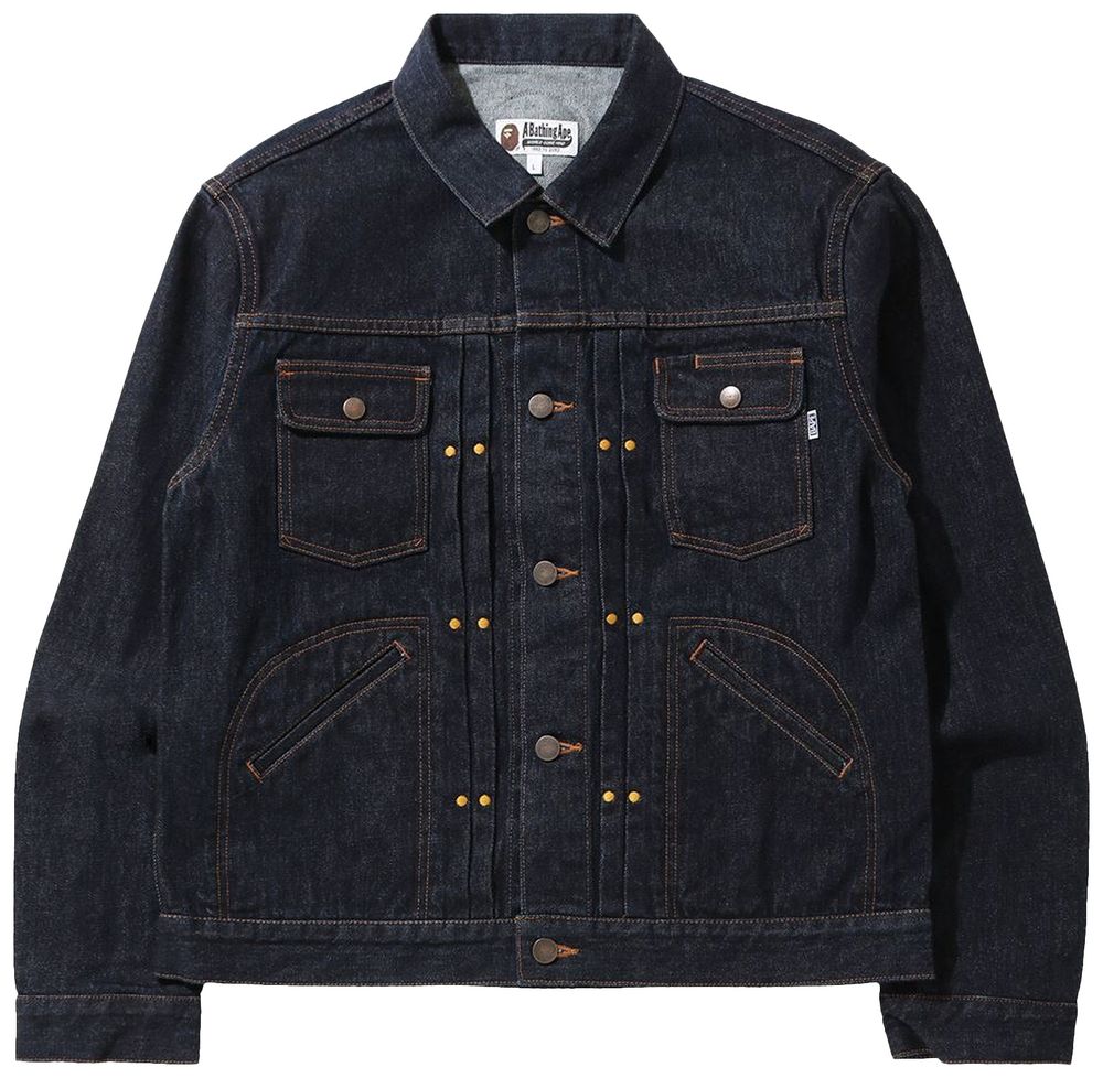 Buy BAPE Champion Denim Jacket 'Navy/Indigo' - 1G80 140 002 NAVY INDIGO ...